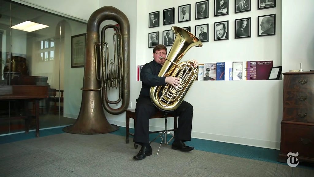 Musician Plays a Giant Eight Foot Tall Tuba