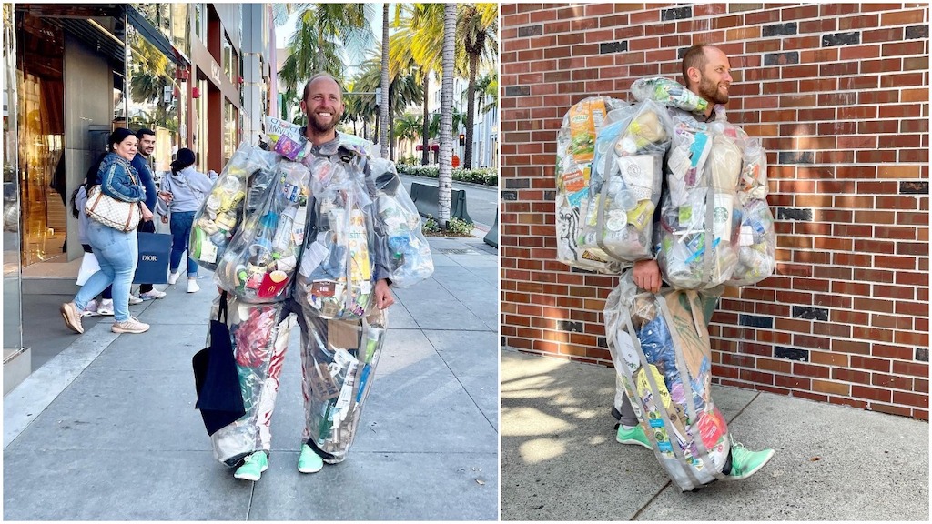 Man Wears a Custom Suit That Holds All the Trash He Generated Over the ...