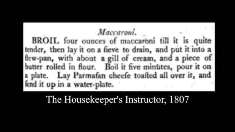 How Macaroni And Cheese Was Prepared In 1807
