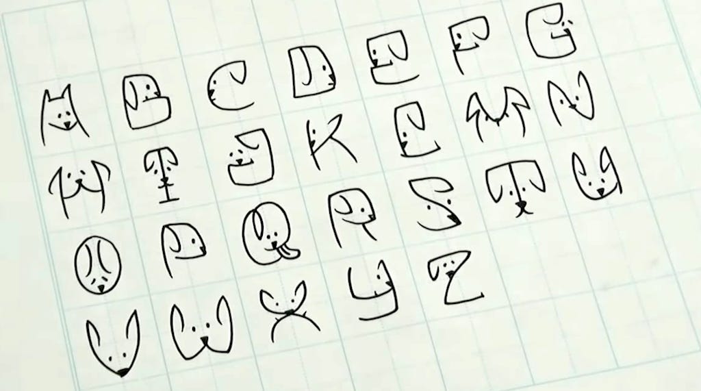 The English Alphabet Drawn as Illustrated Dogs
