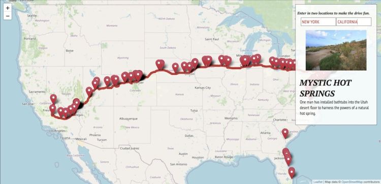 Make My Drive Fun, An Interactive Map That Plots Interesting Sites to ...