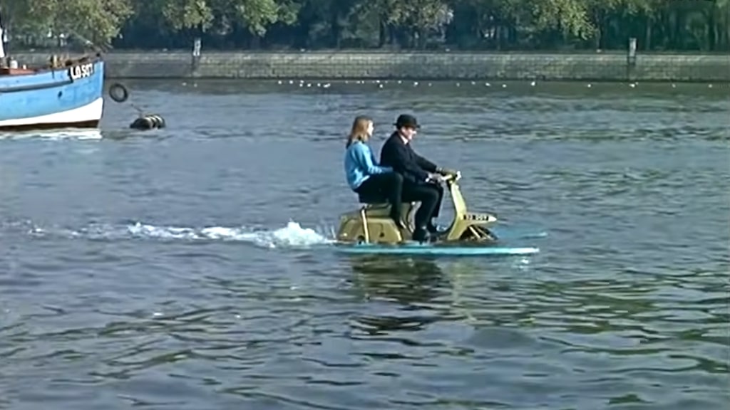 Amphibious Water Scooter Riding on the River Thames