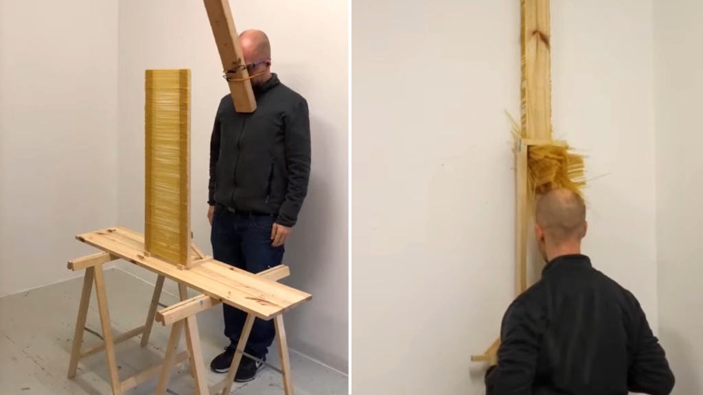 Artist Demonstrates Creative Ways of Smashing Pasta