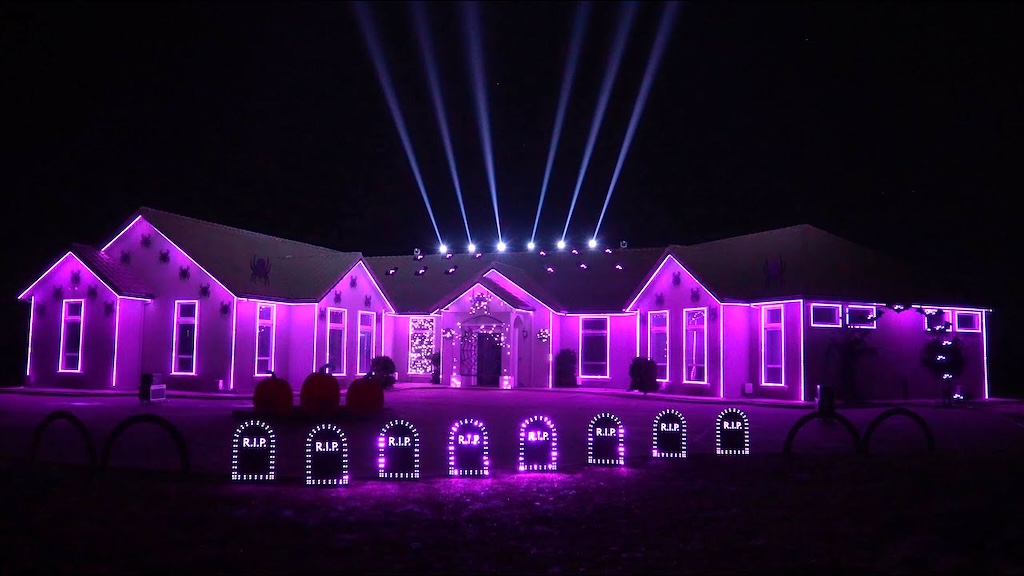 A Colorful Halloween Light Show Set to 'Everlong' by Foo Fighters