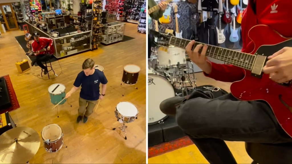 Swedish Music Store Employees Play Cover Songs on Instruments in Store ...