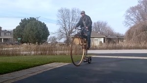 Man Teaches Himself to Ride a Penny Farthing Bicycle