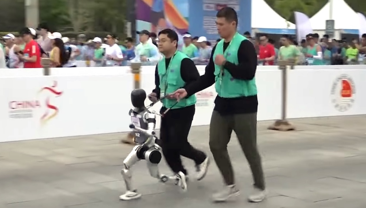 Bipedal Humanoid Robots Race Against Humans During a Half-Marathon in Beijing, China