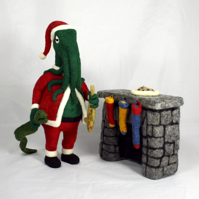 Santa Cthulhu, A Needle Felted Wool Sculpture For 2012