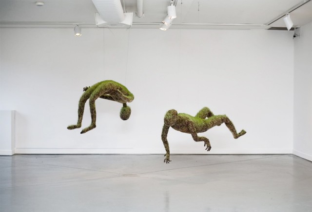 Lives of Grass, Grass Figure Sculptures That Grow, Wither, and Die