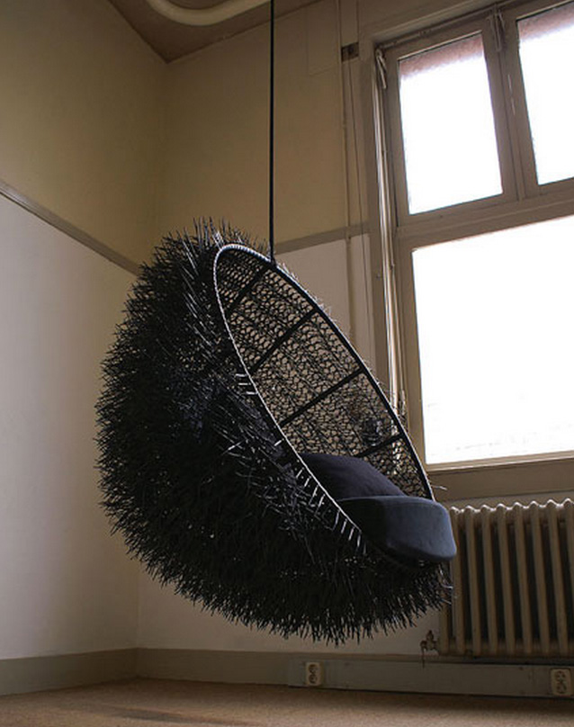 Sea-Urchin, A Hanging Lounge Chair Made with 8,000 Cable Ties