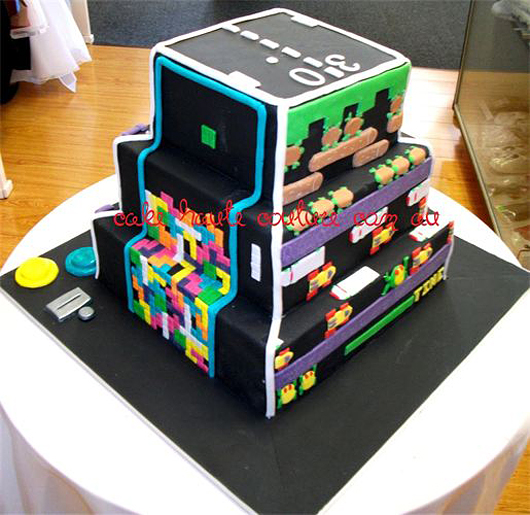 Five Retro Video Games on One Custom Made Cake