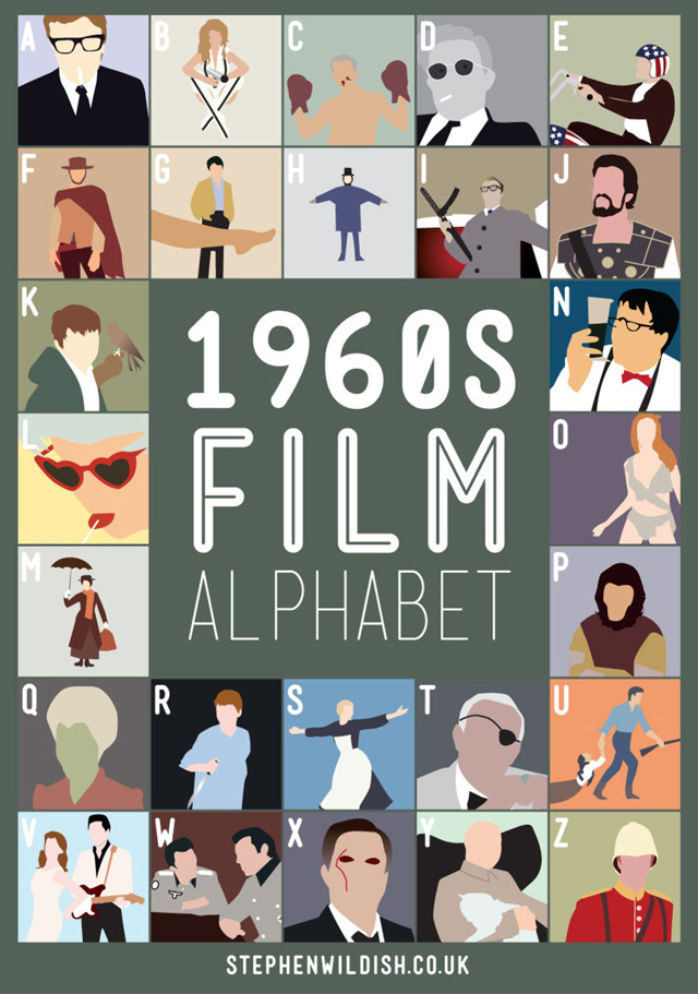 1960's Film Alphabet, Poster That Quizzes Your 1960s Movie Knowledge