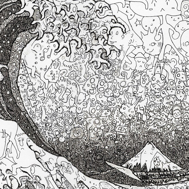 Doodle Drawings That Form Classic Works of Art, Statues & Monuments