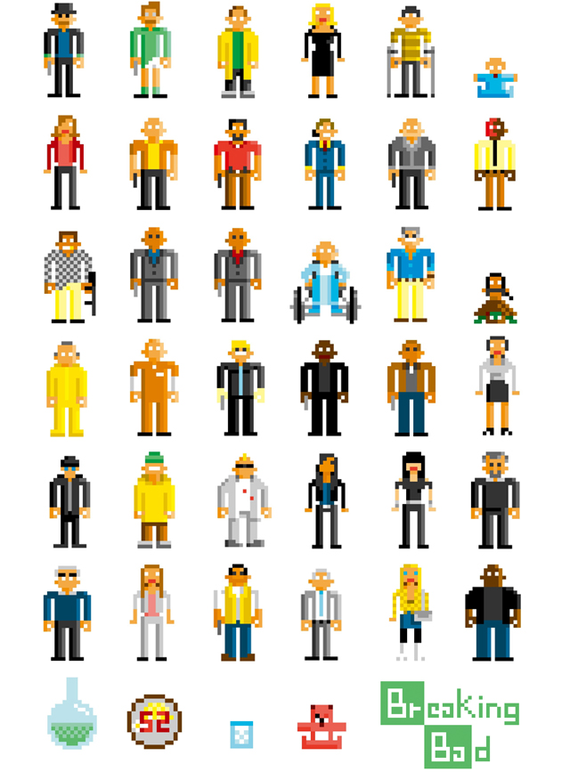 Breaking Bit, An 8-bit Pixel Art Series of Breaking Bad Characters