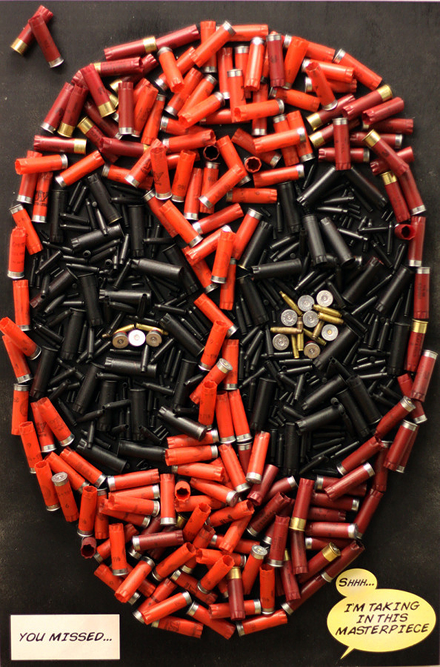 Deadpool's Head Recreated Using Bullets & Shotgun Shells