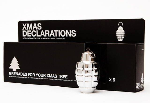 Xmas Declarations, Grenade-Shaped Christmas Tree Ornaments