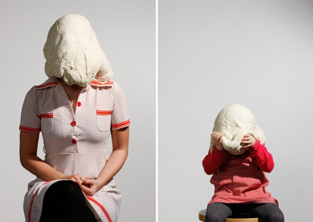 Portraits of People With Dough on Their Head by Søren Dahlgaard