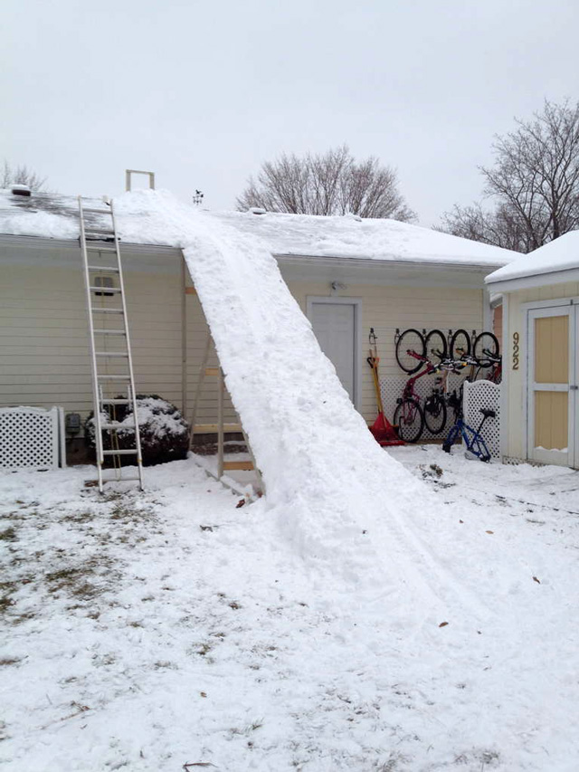 How to Make a Giant Snow Ski Ramp Off Of Your Roof