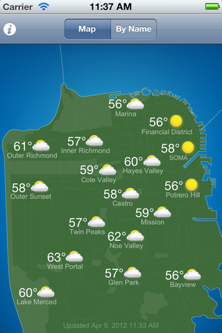 SF Climates, Simple Weather App for San Francisco's Many Microclimates