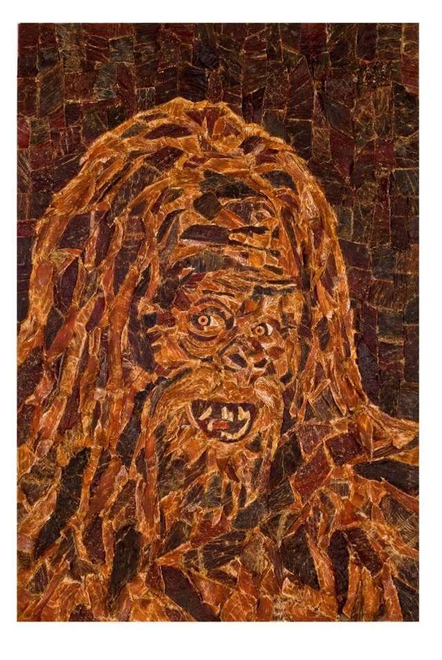 Beef Jerky Mosaic Portrait of Sasquatch by Jason Mecier