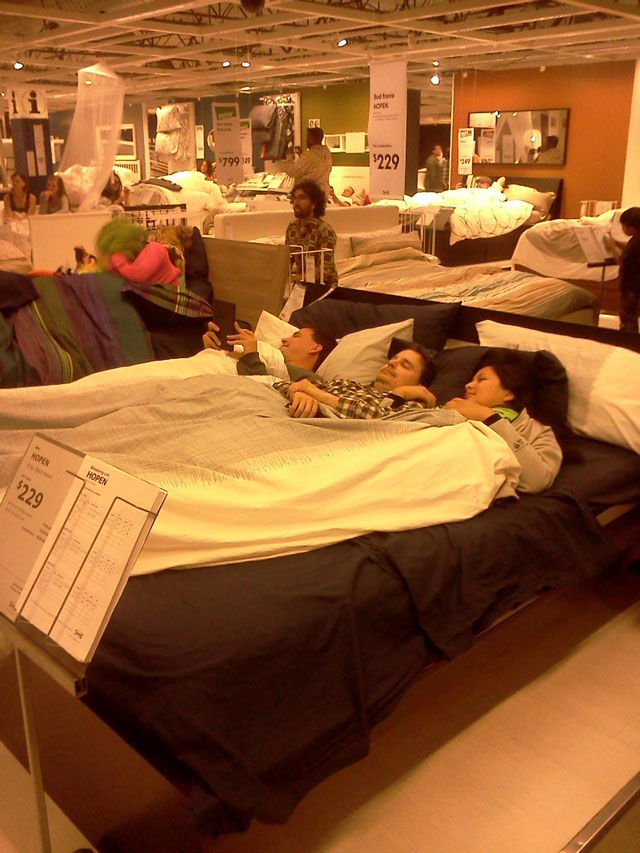 IKEA Slumber Party, Pajama'd Crowd Hops Into IKEA Beds, Reads Bedtime ...