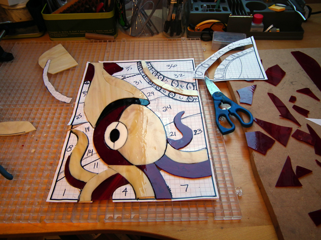 A Beautiful Stained Glass Squid by Maria McMahon