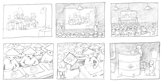 Banksy Storyboards From Opening of The Simpsons