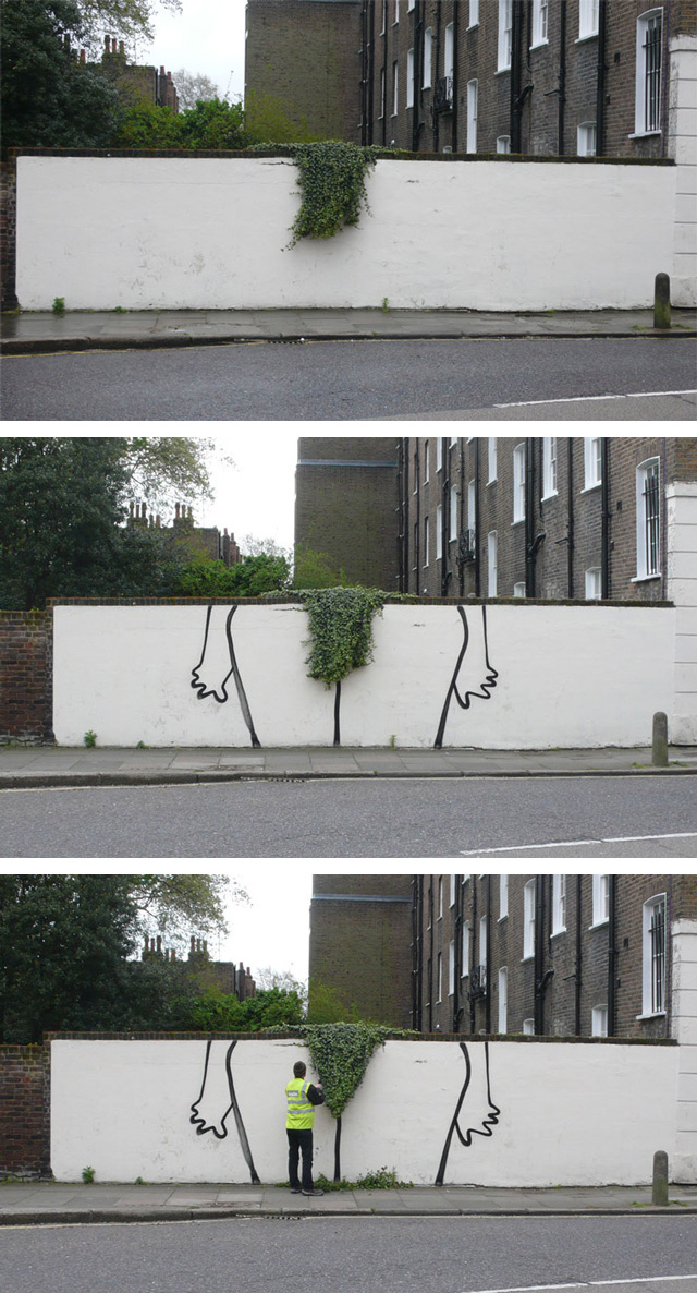 Bush, A Suggestive Topiary Street Art Installation by Banksy