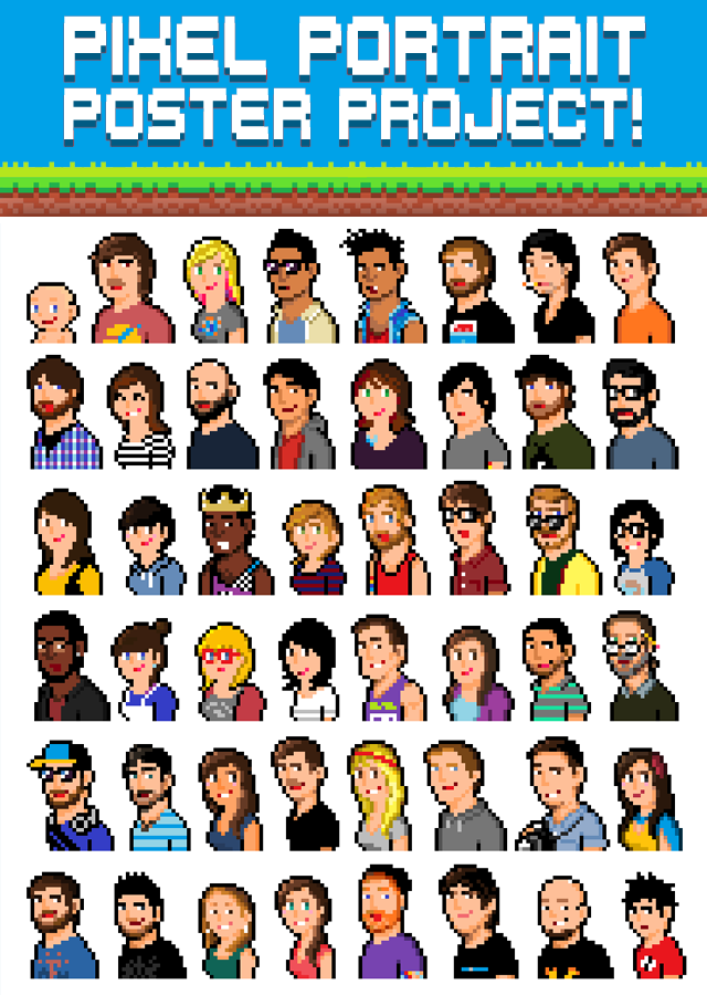 Pixel Portrait Poster Kickstarter Project Backers Receive An 8-Bit Portrait