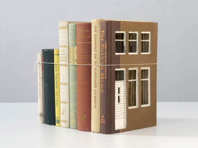 House Sculptures Made of Cut & Hollowed Books