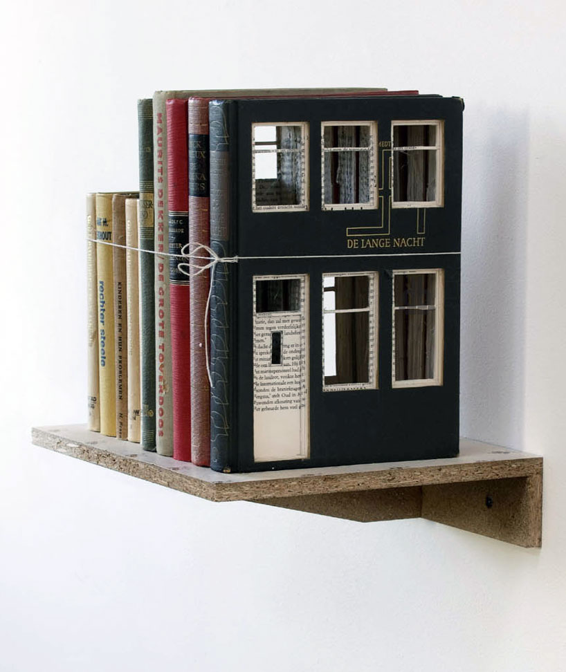 House Sculptures Made of Cut & Hollowed Books