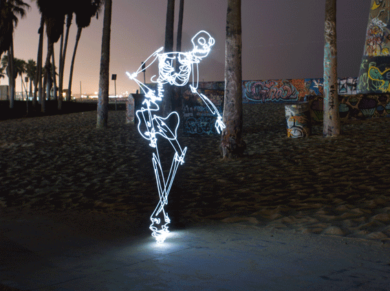 Breaking Bones, Animated Light Painting of a Break Dancing Skeleton
