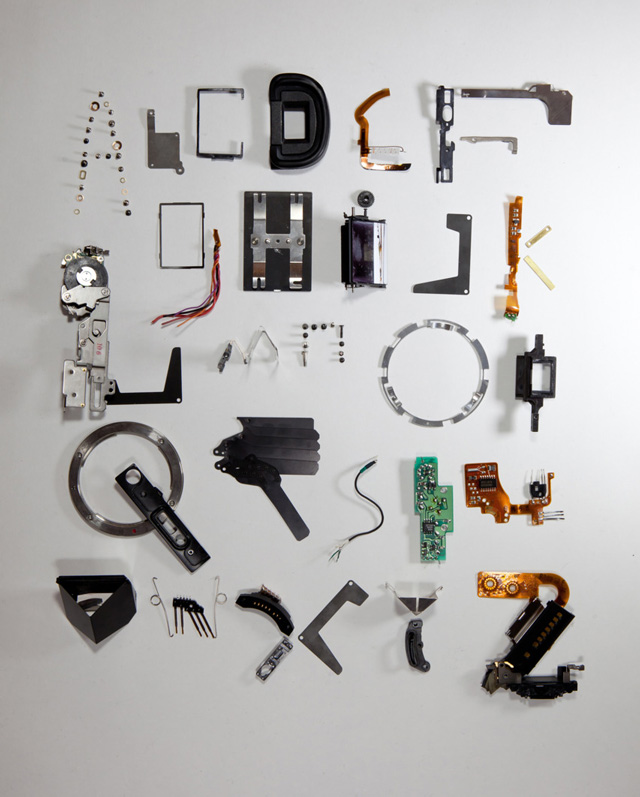 Alphabet of Disassembled Camera Parts