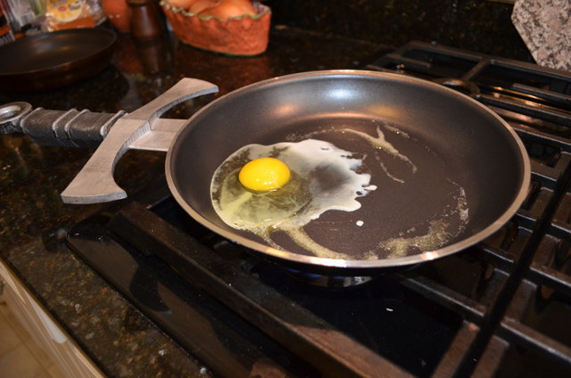 Combat Kitchenware, Custom Frying Pans With a Sword Hilt Handle