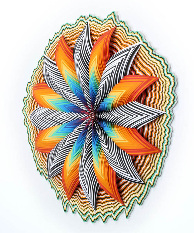 Incredibly Colorful Hand-Cut Paper Sculptures by Jen Stark