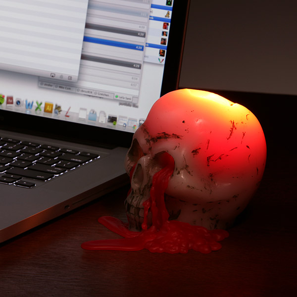 Bleeding Skull Candle Oozes Red Wax From Its Eye Sockets