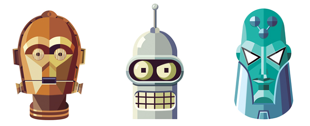 Illustrated Collection of Famous Movie, TV, Comic & Video Game Robots