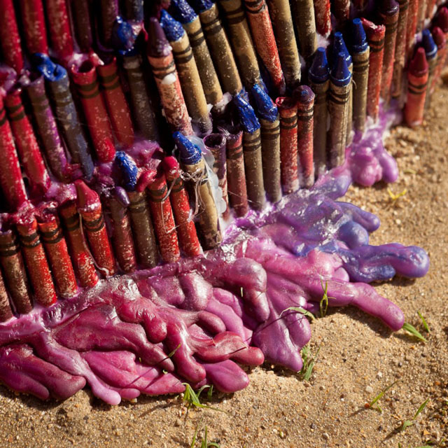 Unwanted Visitor, Melting Crayon Flame Sculptures