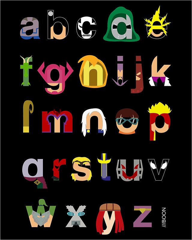 Marvelphabet, A Typographic Marvel Comics Alphabet by Mike Boon