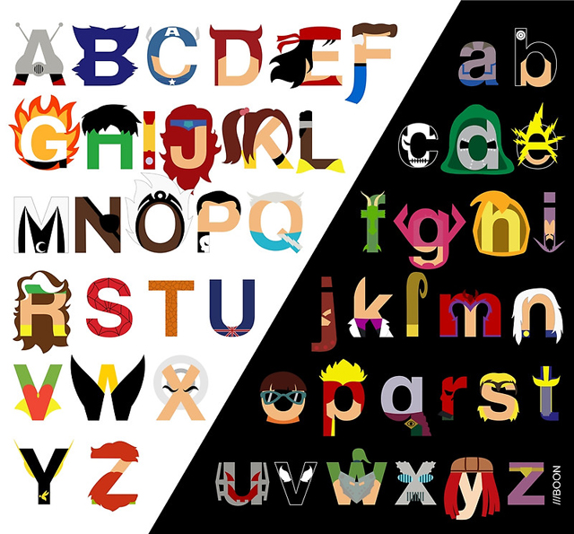 Marvelphabet, A Typographic Marvel Comics Alphabet by Mike Boon