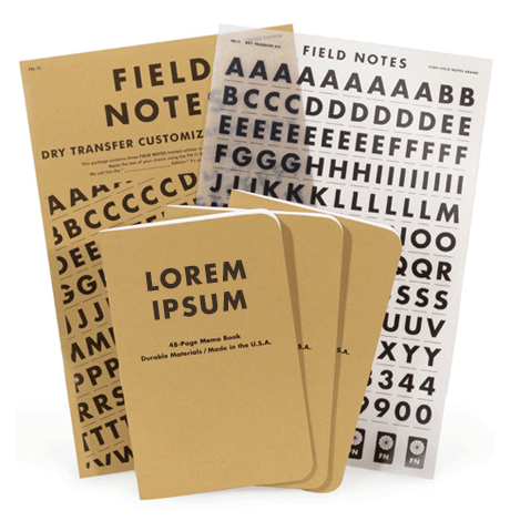 Dry Transfer Customizable Field Notes Notebooks