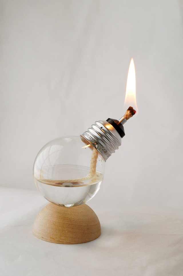 Unique Mini Oil Lamps Made From Recycled Light Bulbs