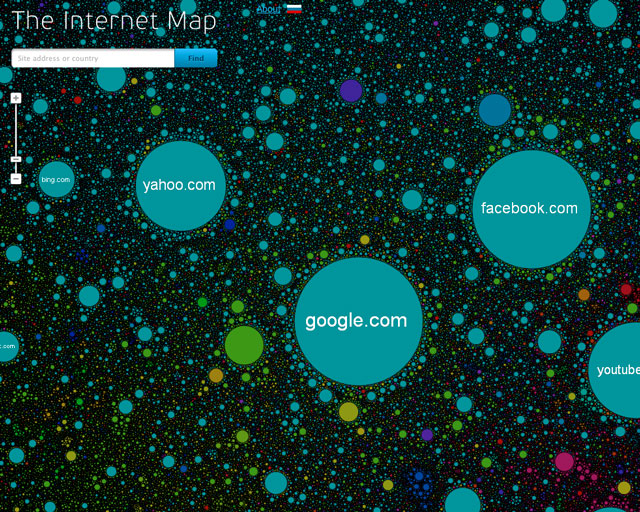 Internet Map, Visualization Shows Relationship of 350,000 Websites