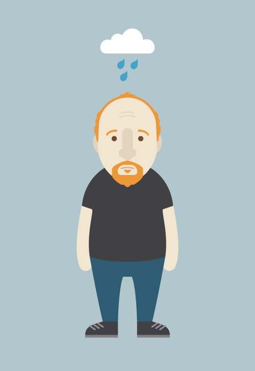Louis C.K. Illustration by Helen Tseng