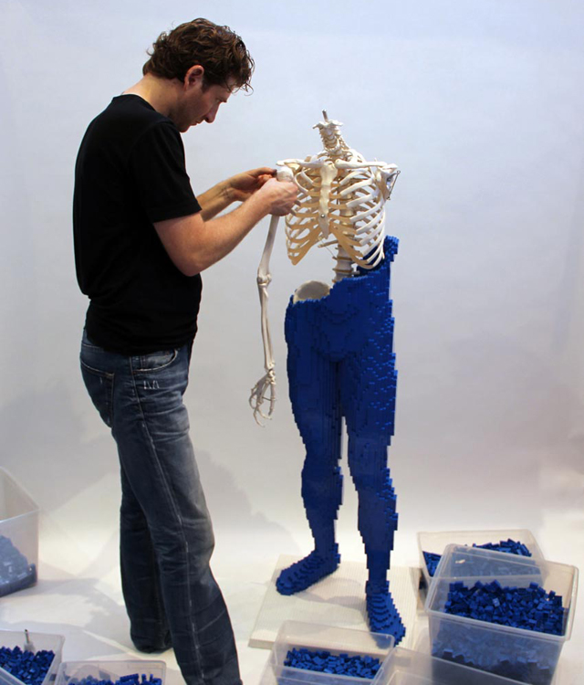 Bare Bones in Bricks, A LEGO Sculpture for Charity by Nathan Sawaya