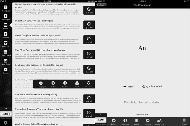 ReadQuick, A Speed Reading App for the iPad