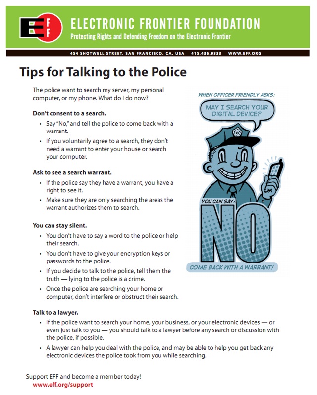 Tips For Talking To Police Searching Your Computer or Phone