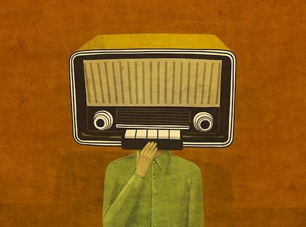 Illustrated Portrait Series of Human Heads as Vintage Radios
