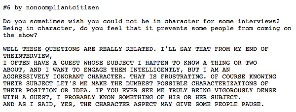 Stephen Colbert Answers 11 Questions From Reddit