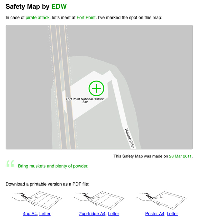 Safety Maps, Share a Safe Place to Meet in Case of Emergency